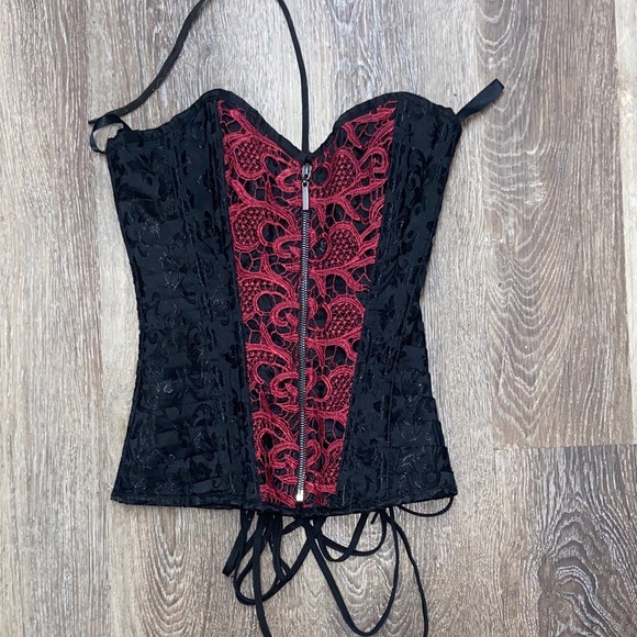 Spirit | Intimates & Sleepwear | Black And Red Lace Up Corset With ...